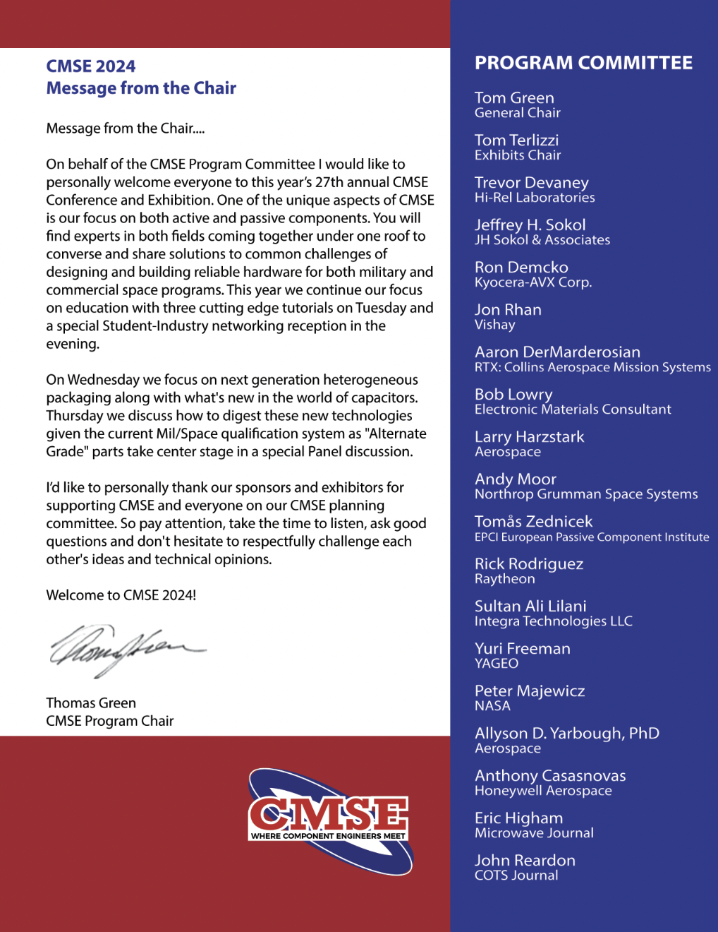 CMSE 2024 Program Book - TJ Green Associates LLC.