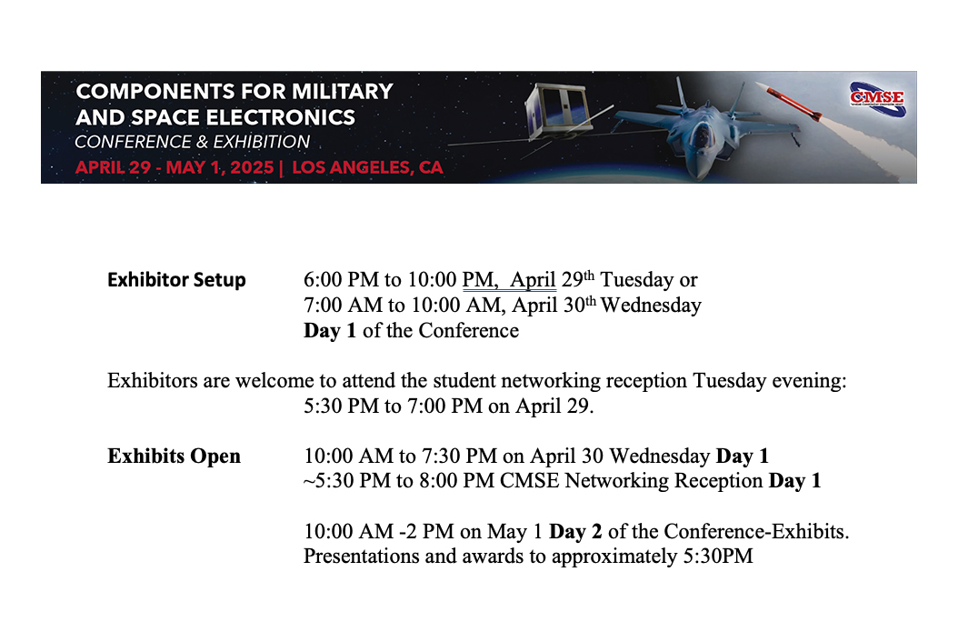 CMSE Conference 2024 | Components for Military & Space Electronics ...